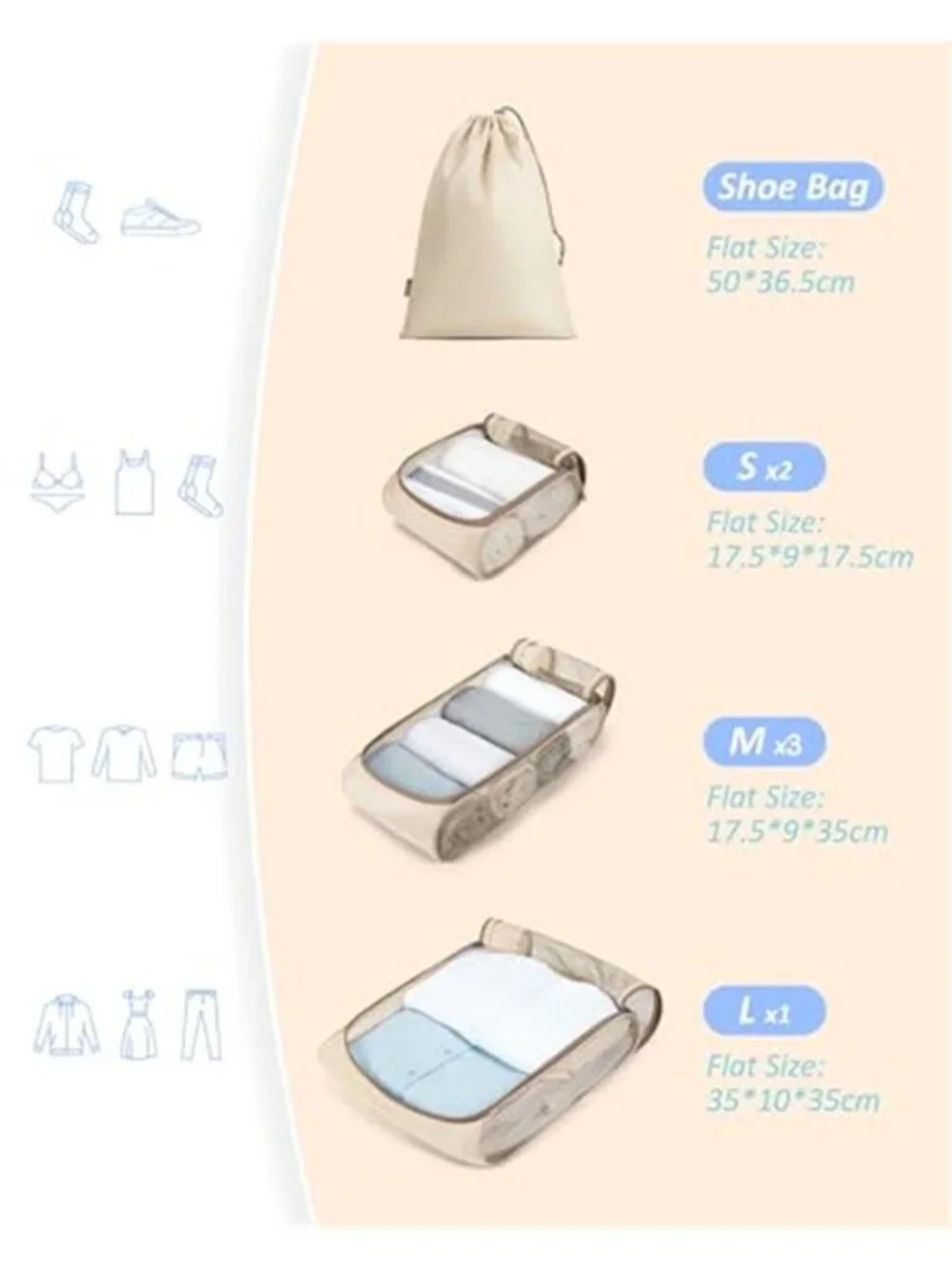 Storage & Organization | 7 Piece Packing Cubes Travel Organizer Set ...